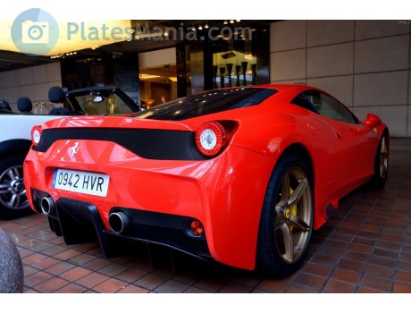 0942 HVR, Ferrari 458 , License plates of Spain