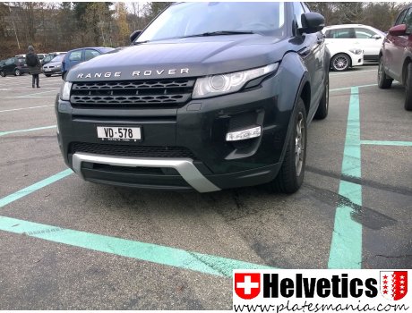 VD 578, Land Rover Range Rover Evoque (Vaud) License plate of Switzerland